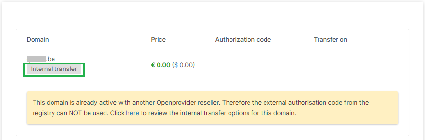 .be - Internal transfer – Openprovider