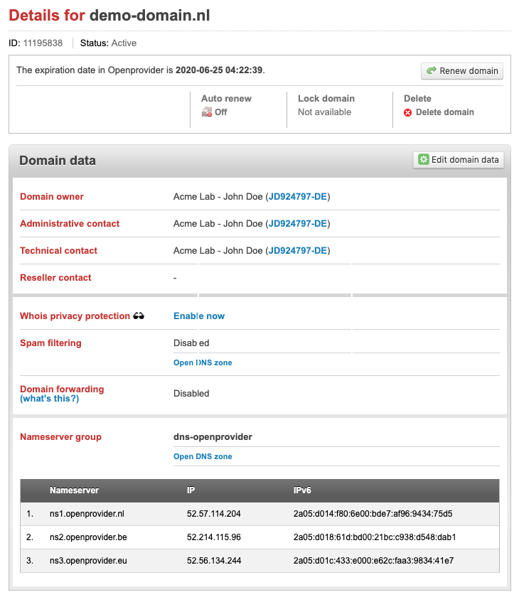 How to change nameservers of a domain – Openprovider