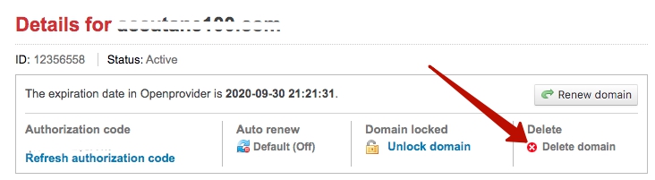 Cancelling or deleting a domain name – Openprovider