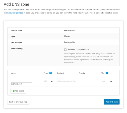 How to create a zone? – Openprovider